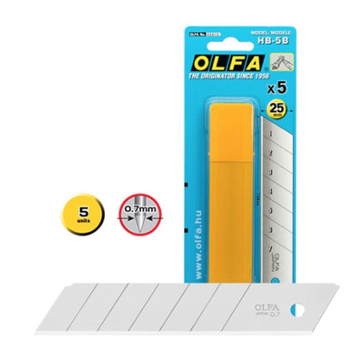 5Pce 25mm Snap Off Blade HB-5B by Olfa