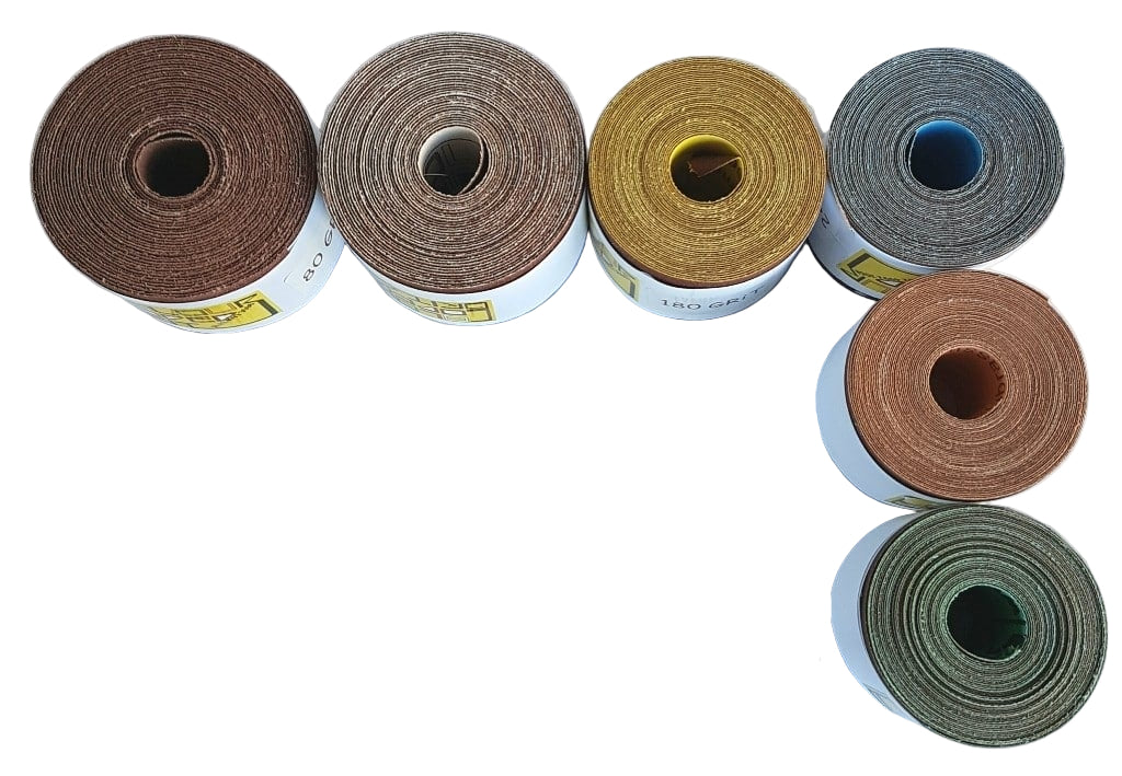 Colour Coded Grit 50mm x 5m Abrasive Sandpaper Cloth Rolls 'Give It A