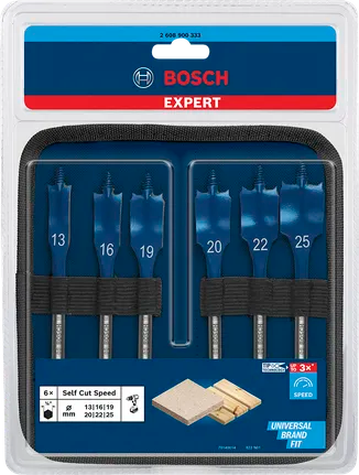 Bosch EXPERT 6Pce Self Cut Speed Spade Drill Bit Set 2608900333