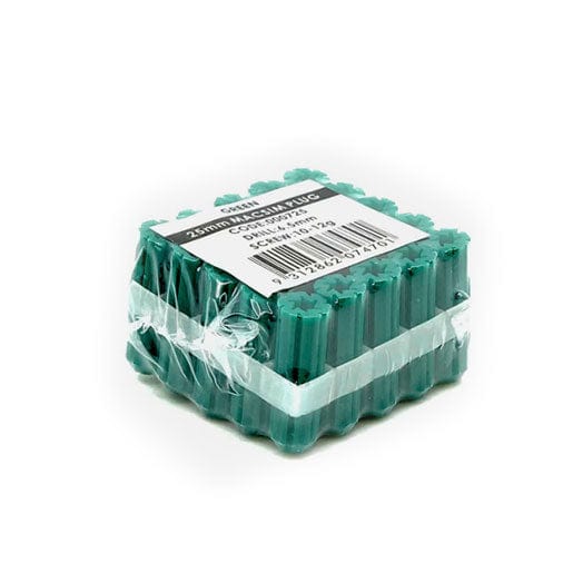 25Pce 6.5mm 10-12G x 25-50mm Green Wall Plugs by Macsim