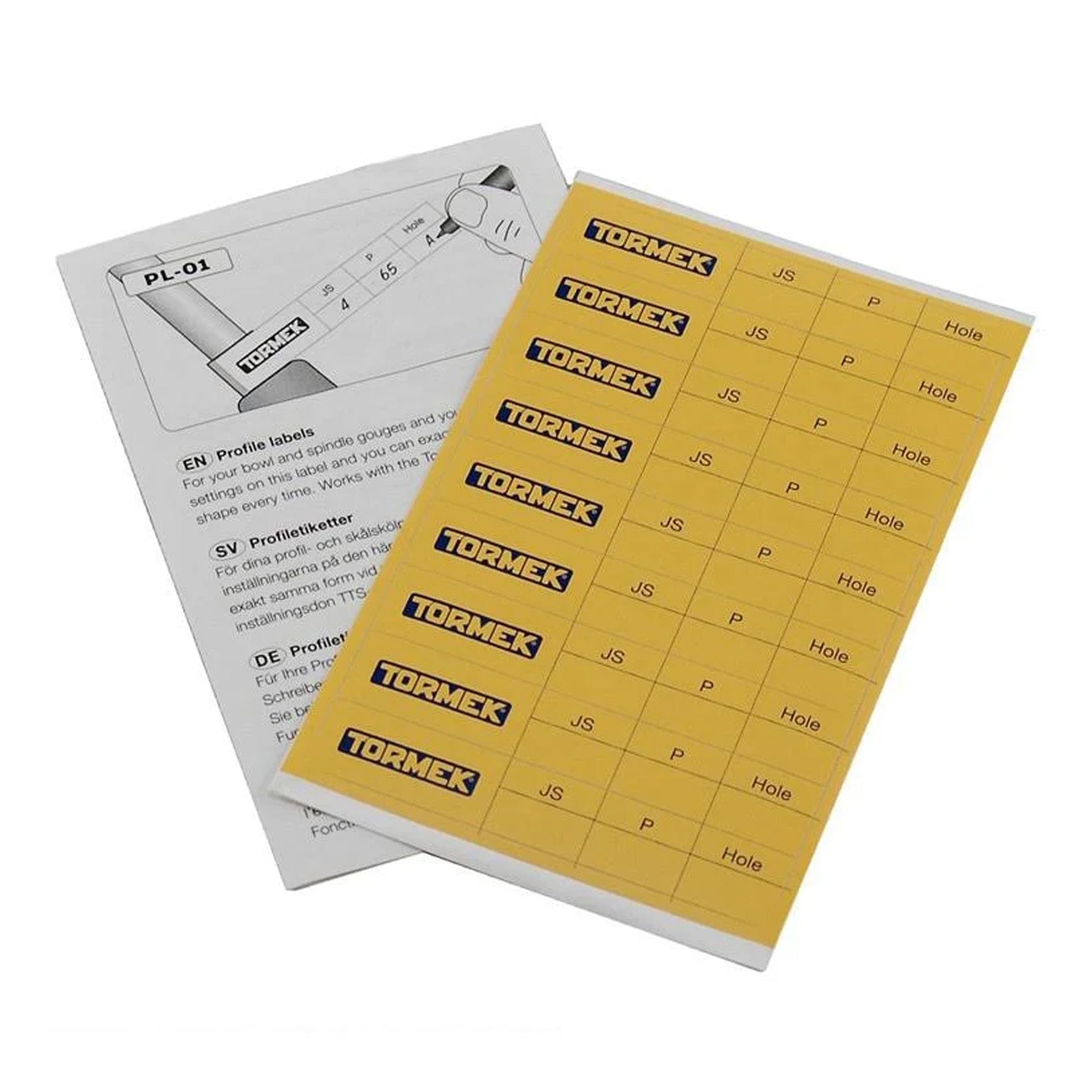 Tormek Recipe / Profile Labels PL-01